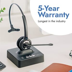 Leitner LH370 – Wireless DECT Office Headset with Bluetooth for Desk Phone, Computer and Bluetooth Device – Works with 99% of Landline Phones, PCs, and Cell Phones (USB, Phone Jack, and Bluetooth)