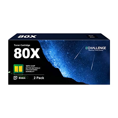 80X 80A CF280X CF280A ECHALLENGE Compatible Toner Cartridge Replacement for Hp 80X 80A CF280X CF280A to use with Pro 400 MFP M425dn M401 M401a M401d M401dn M401dne P2035 P2035N P2055D Printer(2 Black)