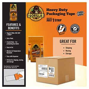 Gorilla Packing Tape Tough & Wide with Dispenser for Moving, Shipping and Storage, 2.83" x 20 yd, Clear, (Pack of 1)