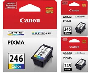 genuine canon pg-245 black ink cartridge – 2 pieces (8279b001) + canon cl-246 color ink cartridge (8281b001)