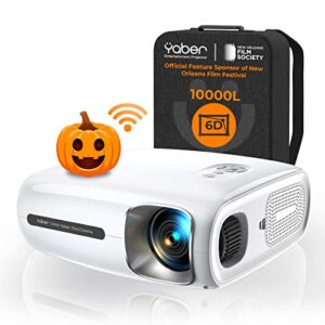 yaber pro v7 9500l 5g wifi bluetooth projector, auto 6d keystone correction &4p/4d, infinity zoom, hd portable movie projectors home&outdoor video 4k projector for ios/android etc. [extra bag include]