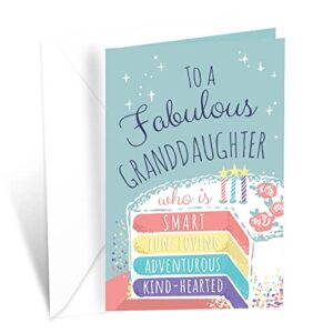 birthday card for granddaughter | made in america | eco-friendly | thick card stock with premium envelope 5in x 7.75in | packaged in protective mailer | prime greetings