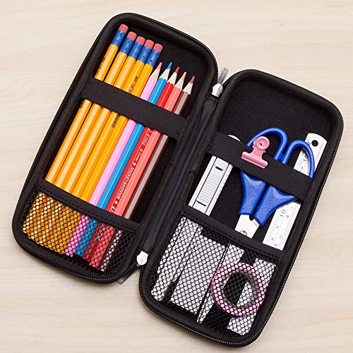 iDream365 Upgraded Hard Pencil Case Box for Audlts,Durable Pen Carrying Case with Zipper-Black