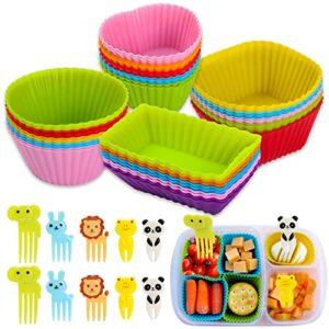 dgyjjz 50 pcs silicone lunch box dividers bento box accessories silicone cupcake liners,bento box accessories for kids with 10pcs food picks for kids