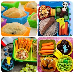 DGYJJZ 50 Pcs Silicone Lunch Box Dividers bento box accessories Silicone Cupcake Liners,Bento Box Accessories for Kids with 10pcs food picks for kids