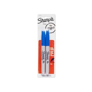 sharpie permanent markers, fine point, blue, 2-pack (1765449)