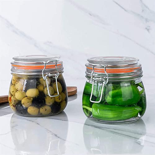 25 oz Glass Jars With Airtight Lids And Leak Proof Rubber Gasket,Wide Mouth Mason Jars With Hinged Lids For Kitchen Canisters 750ml, Glass Storage Containers