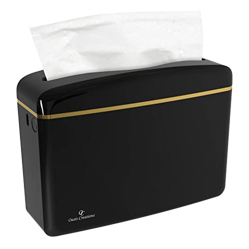 Countertop Multifold Hand Paper Towel Dispenser by Oasis Creations, Single Sheet Dispensing – Glossy Black