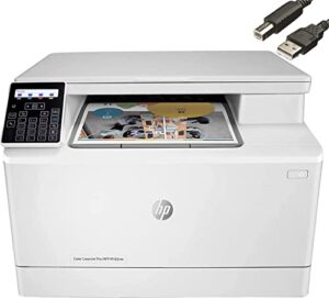 hp color laserjet pro m182nw wireless all-in-one laser printer, remote mobile print, auto-on/auto-off function, 17 ppm, 150-sheet, 600 x 600 dpi, works with alexa, bundle with jawfoal printer cable