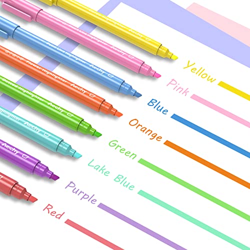 AECHY Curve Highlighter Pen Set, Dual Tip Marker Pens with 6 Different Curve Shapes & 8 Colors Mark Lines, Aesthetic Curve Marker Highlighter with Chisel Tip for Journal Planner School Supplies