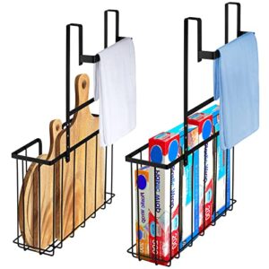 ORLESS 2-Pack Kitchen Cabinet Door Organizer, Over Cabinet Door Organizer with Towel Bars, Cabinet Door Storage for Cutting Board, Foil, Plastic Wrap, Baking Sheet, Cookie Sheet