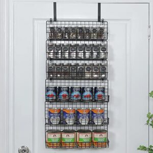 JKsmart 6-Tier Spice Rack Organizer with Door Hook, Wall Mounted & Over the Door Spice Racks for Kitchen Pantry Door Cabinet, Two Size, Large Capacity, Black