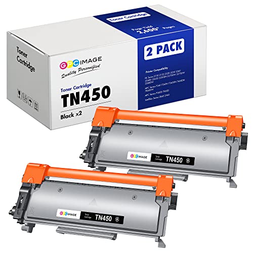 GPC Image Compatible Toner Cartridge Replacement for Brother TN450 TN-450 TN420 to use with HL-2270DW HL-2280DW HL-2240 MFC-7360N DCP-7065DN MFC7860DW Intellifax 2840 2940 Printer Tray (2-Black)