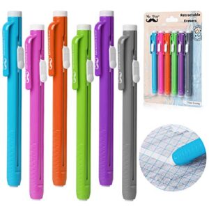 mr. pen retractable mechanical eraser pen, pack of 6, assorted color