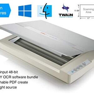 Plustek A3 Large Format Flatbed Scanner OS 1180 : 11.7x17 scan Size for Blueprints and Document. Design for Library, School and Soho. A3 scan for 8 sec, Support Mac and PC