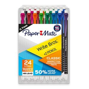 paper mate mechanical pencils, write bros. classic #2 pencil, great for standardized testing, 0.7mm, 24 count