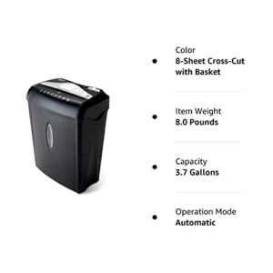 Aurora AU875XA Paper and Credit Card Shredder with 3.7-Gallon Wastebasket, 8-Sheet Cross-Cut with Basket