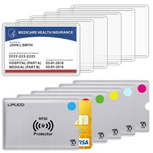 6 pack 12mil new medicare card protector sleeves and 6 pack rfid blocking card sleeves for insurance, social, security, metro, license, credit cards