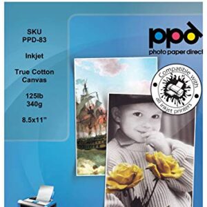 PPD Inkjet Canvas 100% Real Printable Cotton LTR 8.5 x 11" 125lbs. 340gsm 17mil x 10 sheets (PPD083-10)