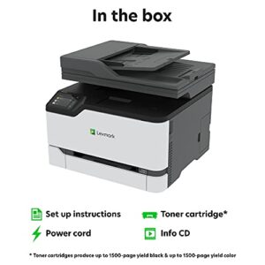 Lexmark MC3426i Color Laser Multifunction Wireless Printer with Print, Copy, Scan and Cloud Fax Capabilities, Plus Full-Spectrum Security and Print Speed up to 26ppm (40N9650), White, Small (Renewed)