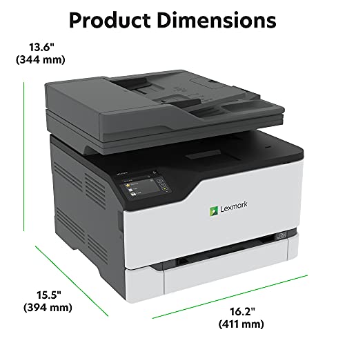 Lexmark MC3426i Color Laser Multifunction Wireless Printer with Print, Copy, Scan and Cloud Fax Capabilities, Plus Full-Spectrum Security and Print Speed up to 26ppm (40N9650), White, Small (Renewed)