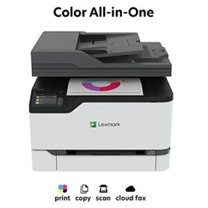 Lexmark MC3426i Color Laser Multifunction Wireless Printer with Print, Copy, Scan and Cloud Fax Capabilities, Plus Full-Spectrum Security and Print Speed up to 26ppm (40N9650), White, Small (Renewed)