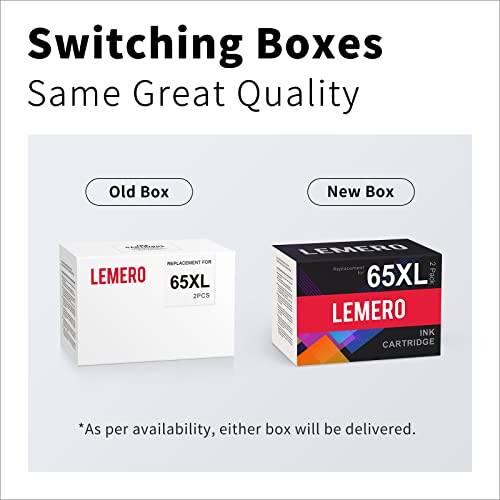 LEMERO 65 Ink Cartridges Remanufactured Ink Cartridge Replacement for HP 65 65XL Combo Pack XL with DeskJet 3755 Envy 5055 3752 2652 3772 5052 2622 Printers (Black Color, 2 Pack)