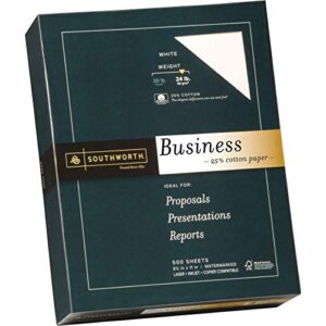 Southworth® 25% Cotton Business Paper, 8 1/2" x 11", 24 Lb, White, Box Of 500