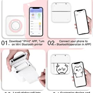 LPSHGK Instaproud - Portable Sticker Printer, Instaproud Portable Sticker Printer, Resin Instant Sticker Printer, Mini Pocket Thermal Printer, Wireless Bluetooth Photo Printer (Pink-B Set)