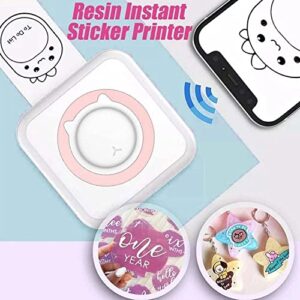 LPSHGK Instaproud - Portable Sticker Printer, Instaproud Portable Sticker Printer, Resin Instant Sticker Printer, Mini Pocket Thermal Printer, Wireless Bluetooth Photo Printer (Pink-B Set)