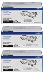 brother genuine super high yield black toner cartridge 3-pack, tn880, replacement black toner, page yield up to 12,000 pages each