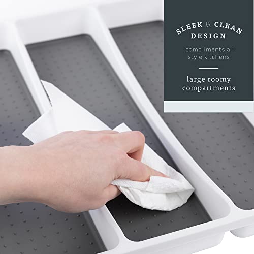 No-Slip Silverware Tray Organizer - Accommodates Different Kitchen Utensil and Cutlery Sizes. Deep Enough to Fit Entire Drawer. (2-PIECE | 9-SECTIONS)