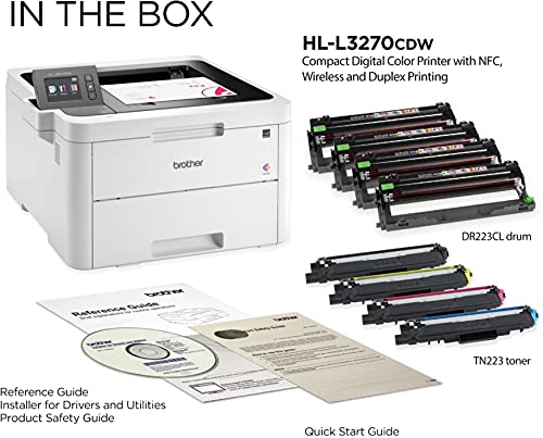 Brother HL-L3270CD Compact Wireless Digital Color Laser Printer with NFC for Home Office - Single-Function: Print Only - 2.7" Touchscreen, Auto Duplex Print, 25 ppm, 250 Sheet, CBMOUN Printer Cable