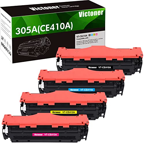 305A Toner Cartridge 4 Pack Replacement for HP 305A 305X CE410A CE411A CE412A CE413A for Pro 400 Color M451nw M475dn M451dn M476nw M351 M375 M451 M475 Pro 300 Color MFP M375nw M351a Series Printer