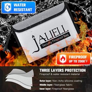 Fireproof Money Bag (9.5x6.5 inches), 2 Pack Non-Itchy Waterproof and Fireproof Bag with Zipper, Small Fireproof Safe Box Money Pouch Envelope Container for Cash,Passport,Currency,Keys (Black & Grey)