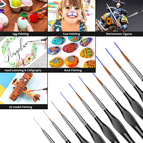 Miniature Paint Brushes,10Pcs Small Fine Tip Paintbrushes, Micro Detail Paint Brush Set, Triangular Grip Handles Art Brushes Perfect for Acrylic, Watercolor, Oil, Craft, Models, Warhammer 40k (Black)