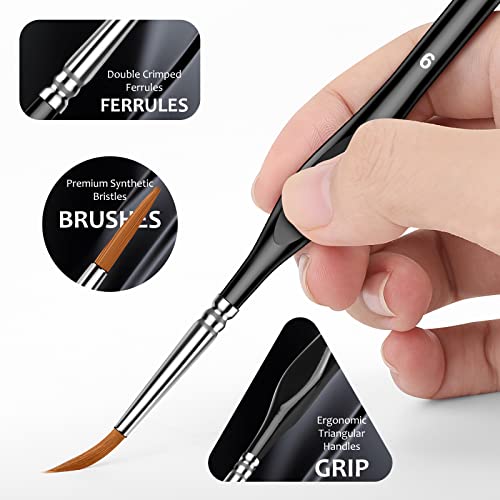 Miniature Paint Brushes,10Pcs Small Fine Tip Paintbrushes, Micro Detail Paint Brush Set, Triangular Grip Handles Art Brushes Perfect for Acrylic, Watercolor, Oil, Craft, Models, Warhammer 40k (Black)