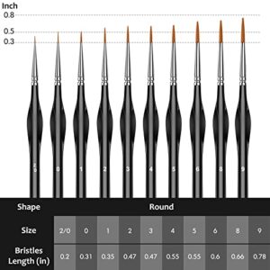 Miniature Paint Brushes,10Pcs Small Fine Tip Paintbrushes, Micro Detail Paint Brush Set, Triangular Grip Handles Art Brushes Perfect for Acrylic, Watercolor, Oil, Craft, Models, Warhammer 40k (Black)