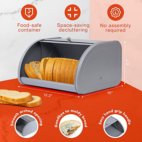 Bread Box For Kitchen Countertop Bread Container, Bread Keeper Breadbox Bread Holder, Farmhouse Bread Boxes For Kitchen Counter, Bread Storage Container Bread Bin Bread Buddy Stainless Steel Bread Box