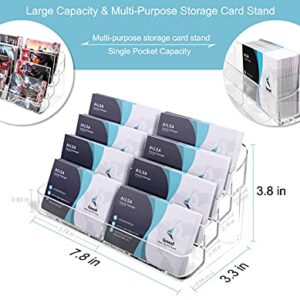 Gowall Business Card Holder, 8 Pocket Acrylic Business Card Holder for Desk Clear Business Card Stand Desktop Business Card Holders Plastic Business Card Display for Exhibition, Home and Office