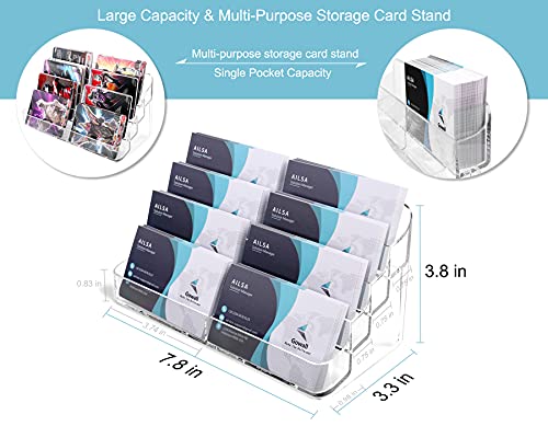 Gowall Business Card Holder, 8 Pocket Acrylic Business Card Holder for Desk Clear Business Card Stand Desktop Business Card Holders Plastic Business Card Display for Exhibition, Home and Office