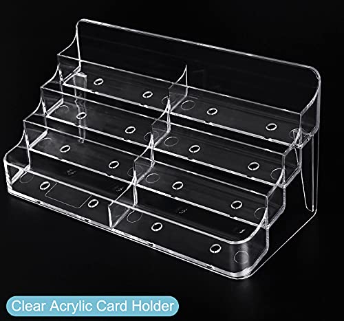 Gowall Business Card Holder, 8 Pocket Acrylic Business Card Holder for Desk Clear Business Card Stand Desktop Business Card Holders Plastic Business Card Display for Exhibition, Home and Office