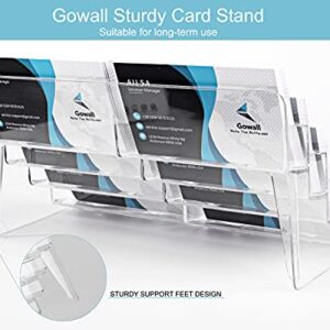 Gowall Business Card Holder, 8 Pocket Acrylic Business Card Holder for Desk Clear Business Card Stand Desktop Business Card Holders Plastic Business Card Display for Exhibition, Home and Office