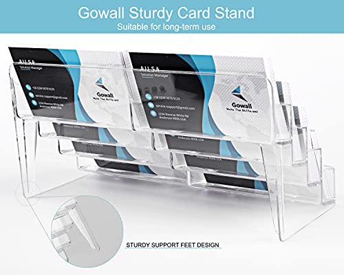 Gowall Business Card Holder, 8 Pocket Acrylic Business Card Holder for Desk Clear Business Card Stand Desktop Business Card Holders Plastic Business Card Display for Exhibition, Home and Office