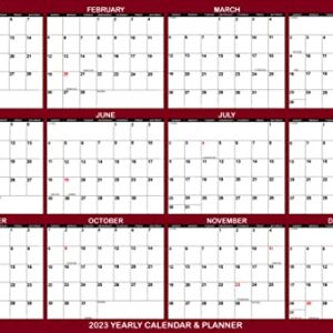 32" x 48" SwiftGlimpse 2023 Wall Calendar Erasable Jumbo XL Wet & Dry Erase Laminated 12 Month Annual Yearly Wall Planner, Reversible, Horizontal/Vertical, Maroon