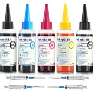 Juyudow Ink Refill Kit Compatible for HP Printer Cartridge (5 Bottles x 100ml) 21 22 564 60 61 62 63 711 94 95 96 901 902 920 932 933 934 940 950 951 952 970 971