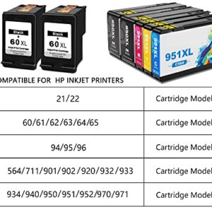 Juyudow Ink Refill Kit Compatible for HP Printer Cartridge (5 Bottles x 100ml) 21 22 564 60 61 62 63 711 94 95 96 901 902 920 932 933 934 940 950 951 952 970 971