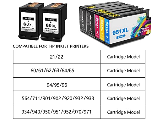 Juyudow Ink Refill Kit Compatible for HP Printer Cartridge (5 Bottles x 100ml) 21 22 564 60 61 62 63 711 94 95 96 901 902 920 932 933 934 940 950 951 952 970 971