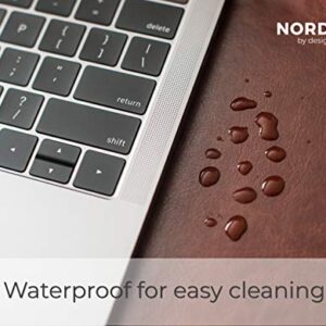 Nordik Leather Desk Mat Cable Organizer (Saddle Brown 35 X 17 inch) Premium Extended Mouse Mat for Home Office Accessories - Felt Vegan Large Leather Desk Pad Protector & Desk Blotter Pads Decor