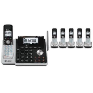 at&t tl88102 + (5) tl88002 6 handset cordless phone (2 line) dect 6.0